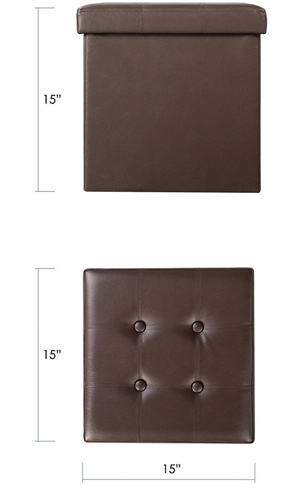 Ottoman, Folding Toy Box Chest with Memory Foam Seat Tufted Faux ...