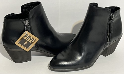 FRYE Judith Double Zip Black Leather Ankle Boot Size 7 M FR40838 ...
