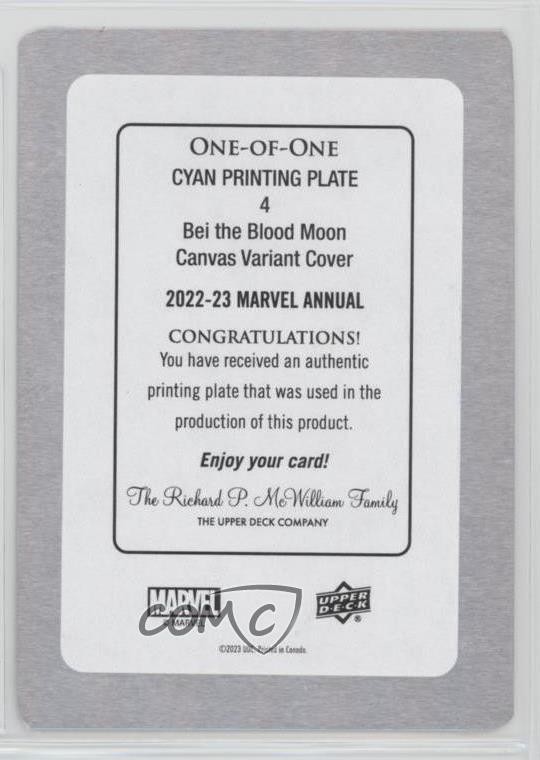 2022 Marvel Annual Printing Plate Cyan Canvas Variant 1/1 Bei the Blood ...