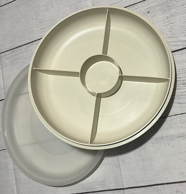 Tupperware 1708-6 Divided Veggie & Dip Relish Serving Tray w/ Lid | eBay