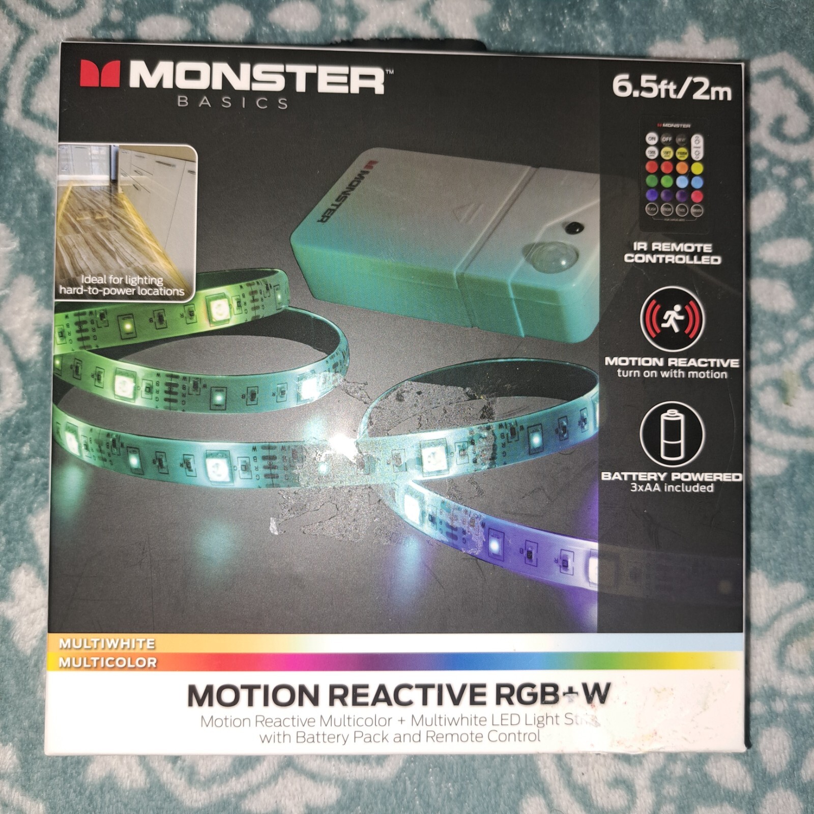Monster Motion Activated Multi-Color/White LED Light Strip with Remote ...