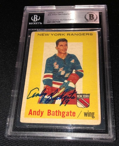 ANDY BATHGATE SIGNED 1959-60 TOPPS #34 CARD BECKETT NEW YORK RANGERS | eBay