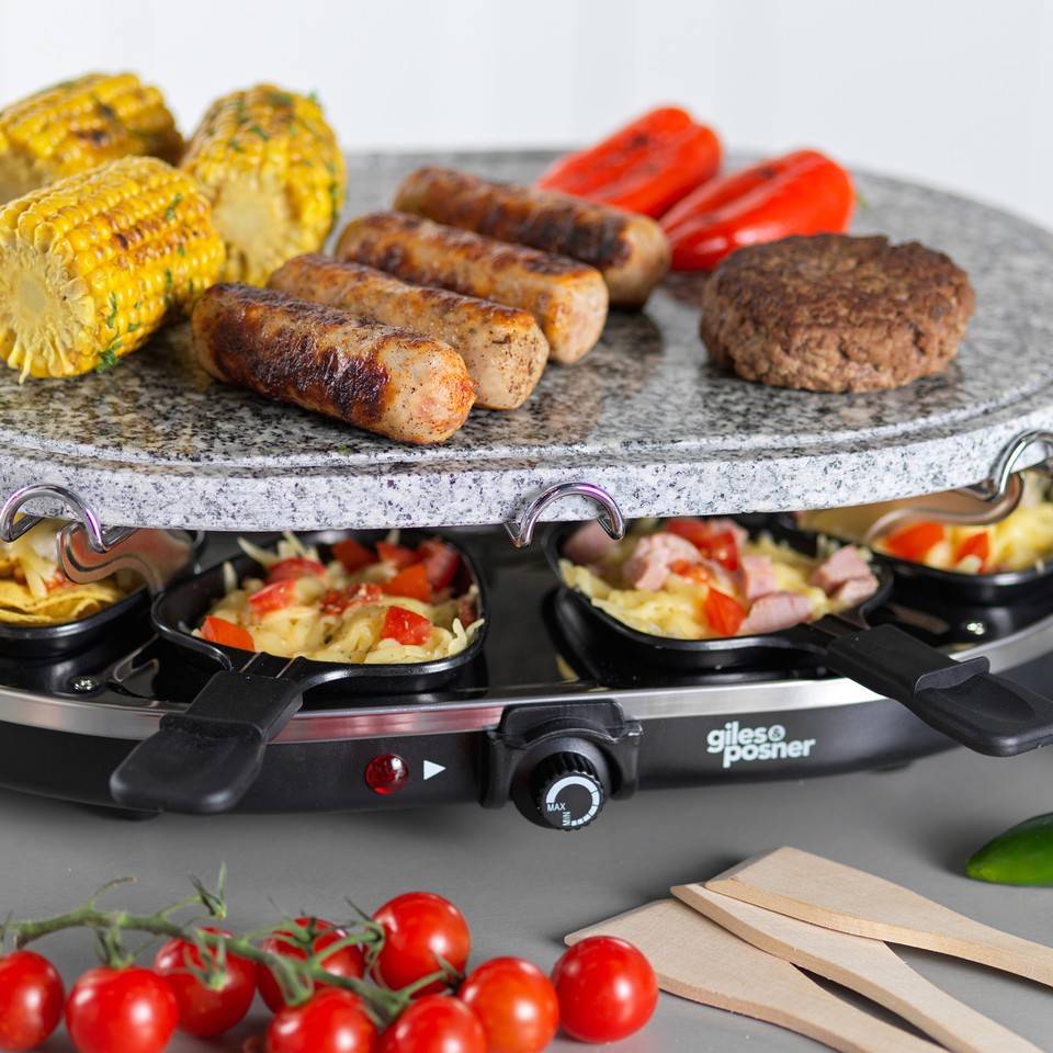 Electric Stone Raclette Grill Non-Stick Indoor Tabletop Appliance Giles ...