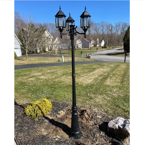Outdoor Lamp Post 3 Head Light Yard Garden Hardwired Victorian Style ...