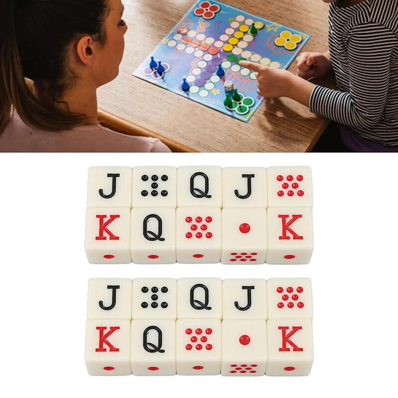 10Pcs/set 16mm Square Corner Acrylic Poker Dice JQK Dice Table Game ...