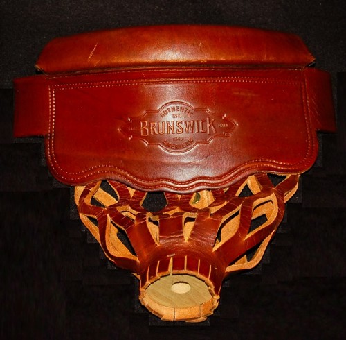 VINTAGE Billiards Pool Table Real Leather Pocket Corner BRUNSWICK Made ...