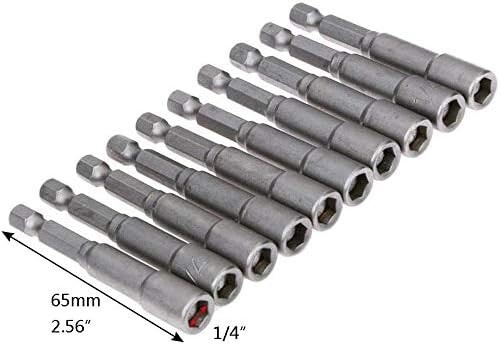 10Pcs 1/4'' Hex Shank Magnetic Power Nut Driver Bit Sets, Quick Change ...