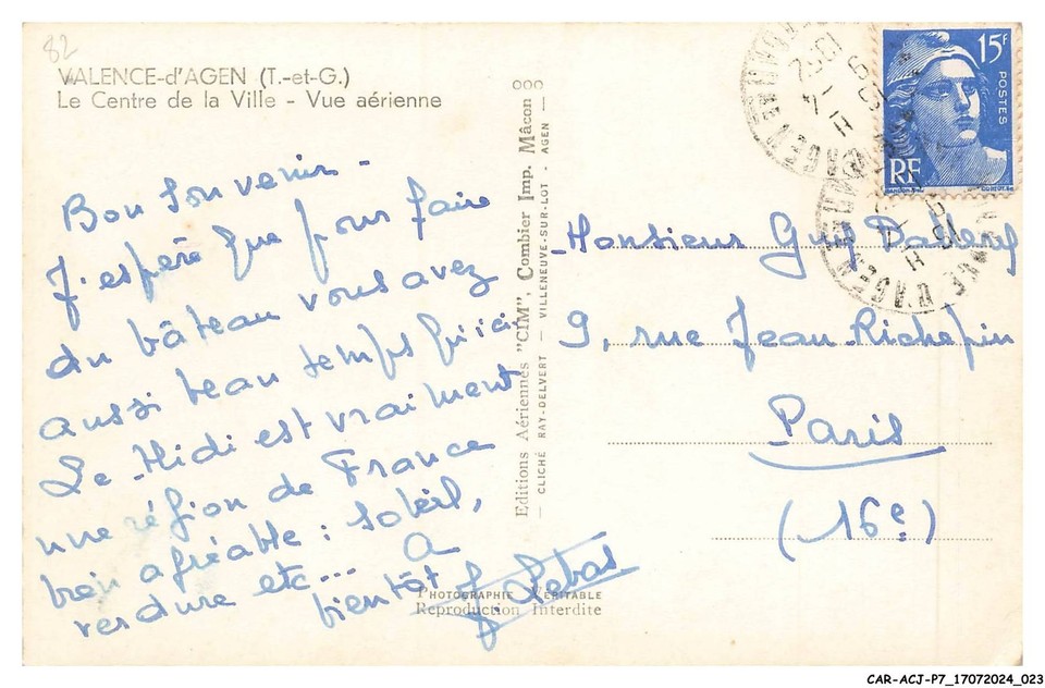 CAR-ACJP7-0414-82 - VALENCE D'AGEN - le centre de la ville - vue ...