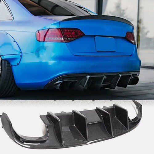Real Carbon Fiber For Audi S4 B8 Sedan 2008-12 Rear Bumper Lip Diffuser ...