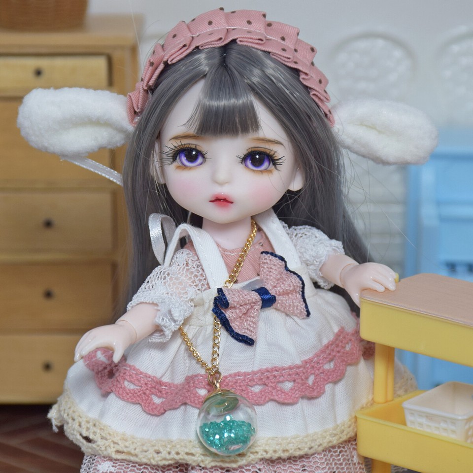 Cute Mini BJD Doll Lovely Girls Dolls with Face Makeup Eyes Hair Shoes ...