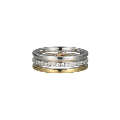ELLE Circadia Collection Rhodium-&Gold-plate Sterling Silver Cubic ...