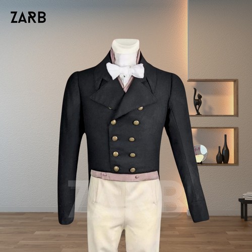 Men's Black Regency Tailcoat - Double Breasted Historical Costume ...