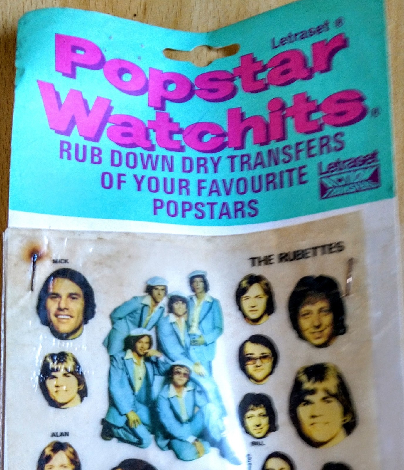The Rubettes 1975 Letraset Pop Stars Transfers old vintage 1970s SUGAR ...