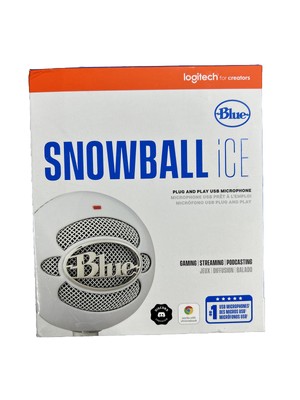 NEW LOGITECH BLUE SNOWBALL ICE PLUG AND PLAY USB MICROPHONE WHITE ...