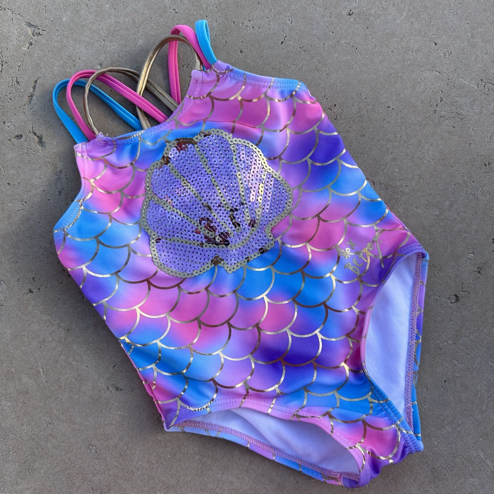 Toddler Girl size 2T Betsy Johnson One Peace Sequin Shell Bathing Suit ...