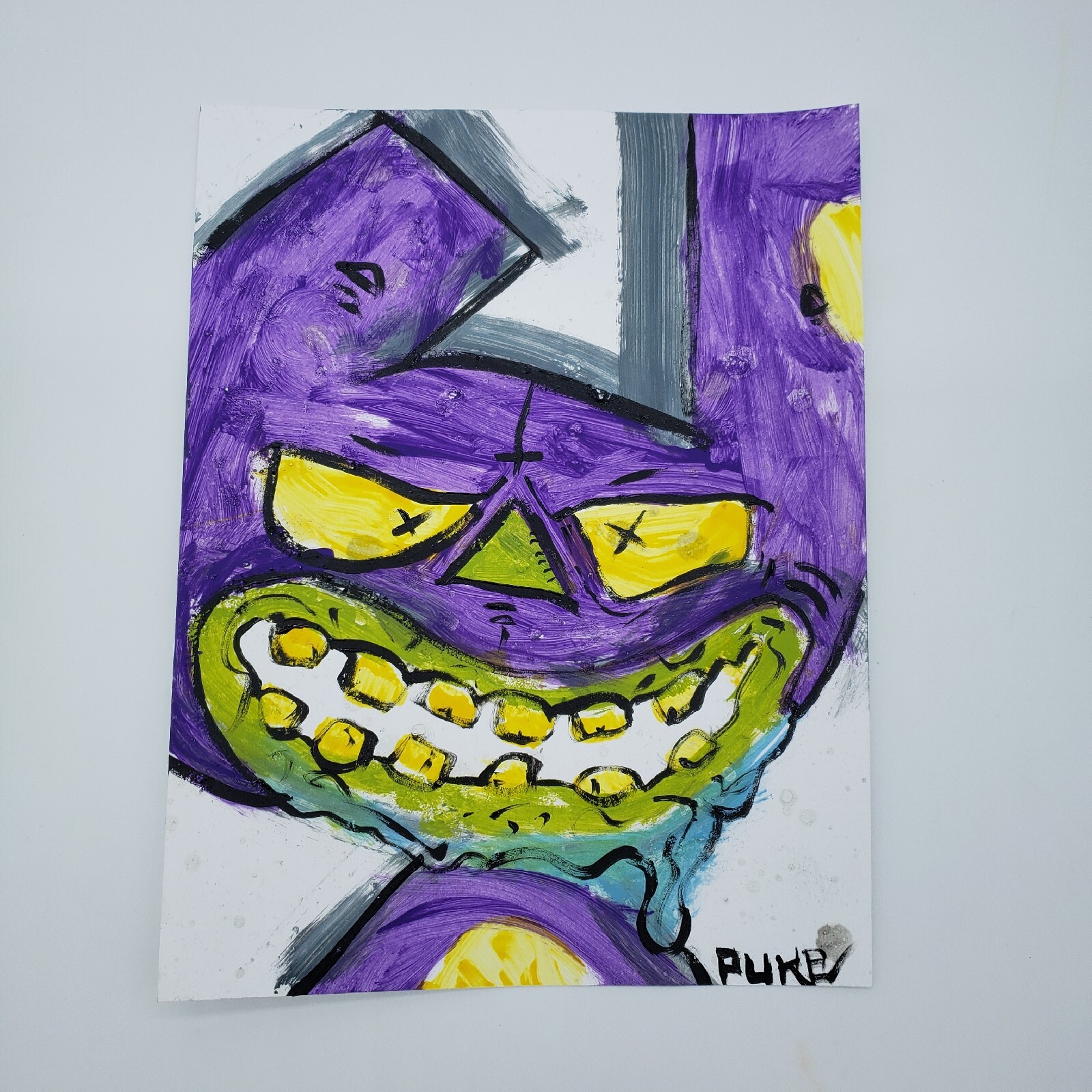 Zombie outsider cat Art painting on pape by NYC graffiti artist PUKE | eBay