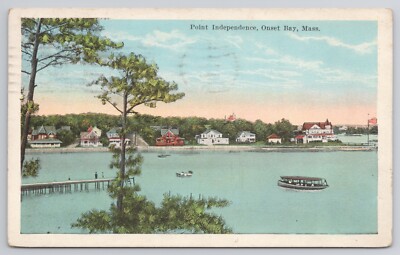 POINT INDEPENDENCE, ONSET BAY MASSACHUSETTS, SHORE VIEW, POSTCARD MA c ...