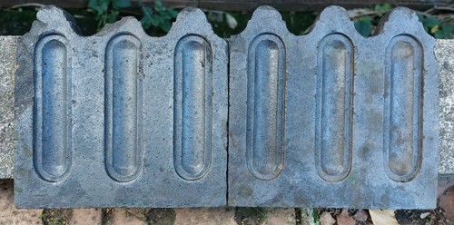 2 Victorian Staffordshire blue Cathedral style garden border/path ...