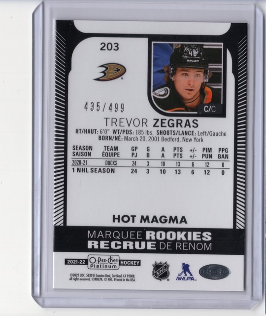 2021-22 O-Pee-Chee Platinum - Marquee Rookies Hot Magma #203 Trevor ...