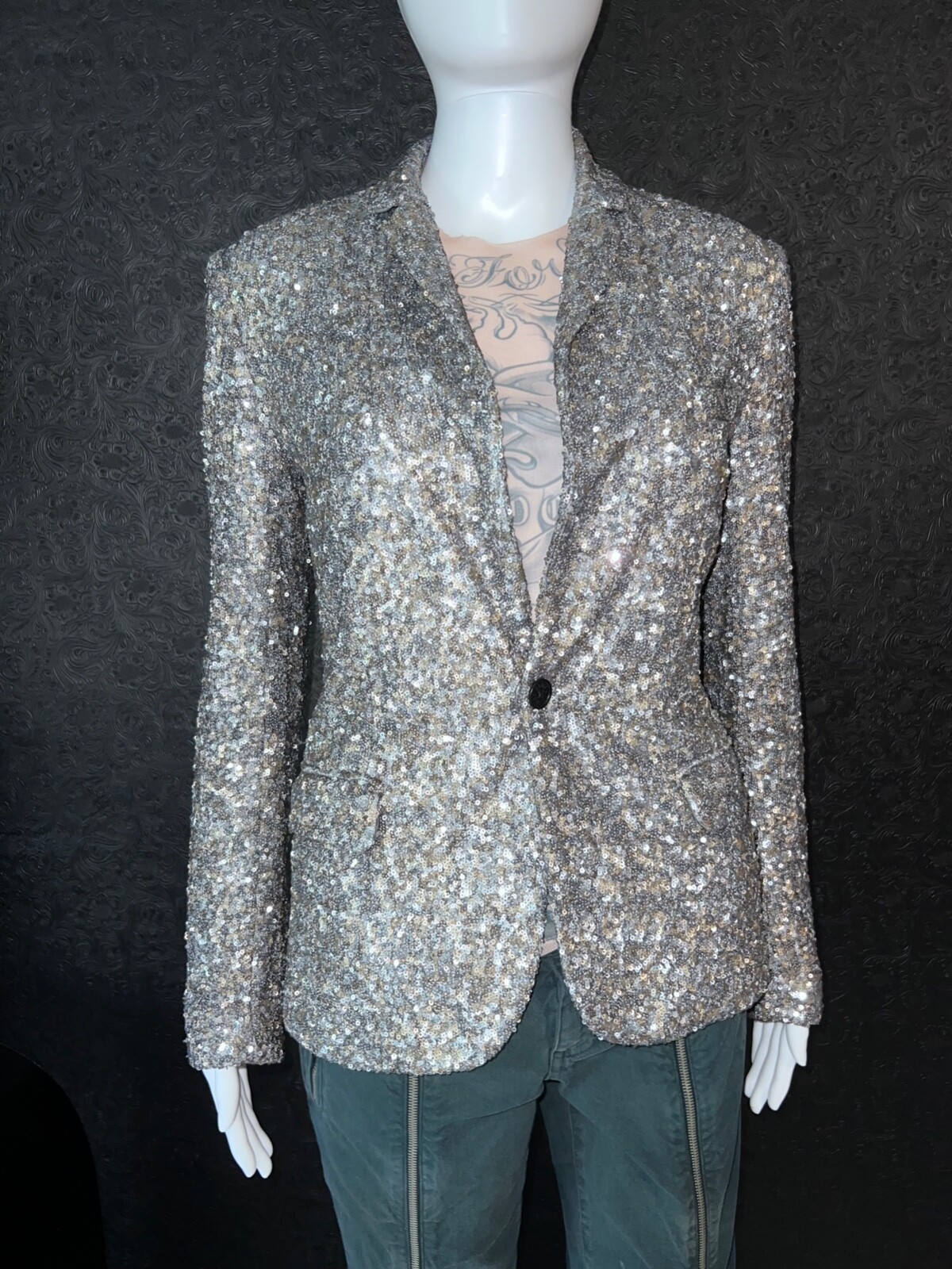 Zadig & Voltaire Deluxe Silver Gold Micro Sequin Snap… - Gem