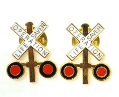 Train Operation Lifesaver Pin Railroad Crossing Safety Enamel Lapel ...