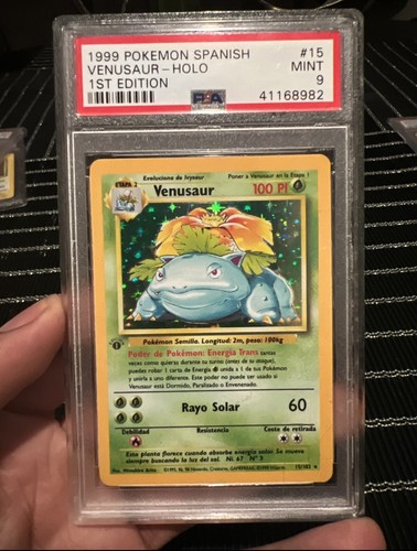 1999 Pokemon SPANISH 1st Edition Base Set Venusaur Holo 15/102 PSA 9 ...
