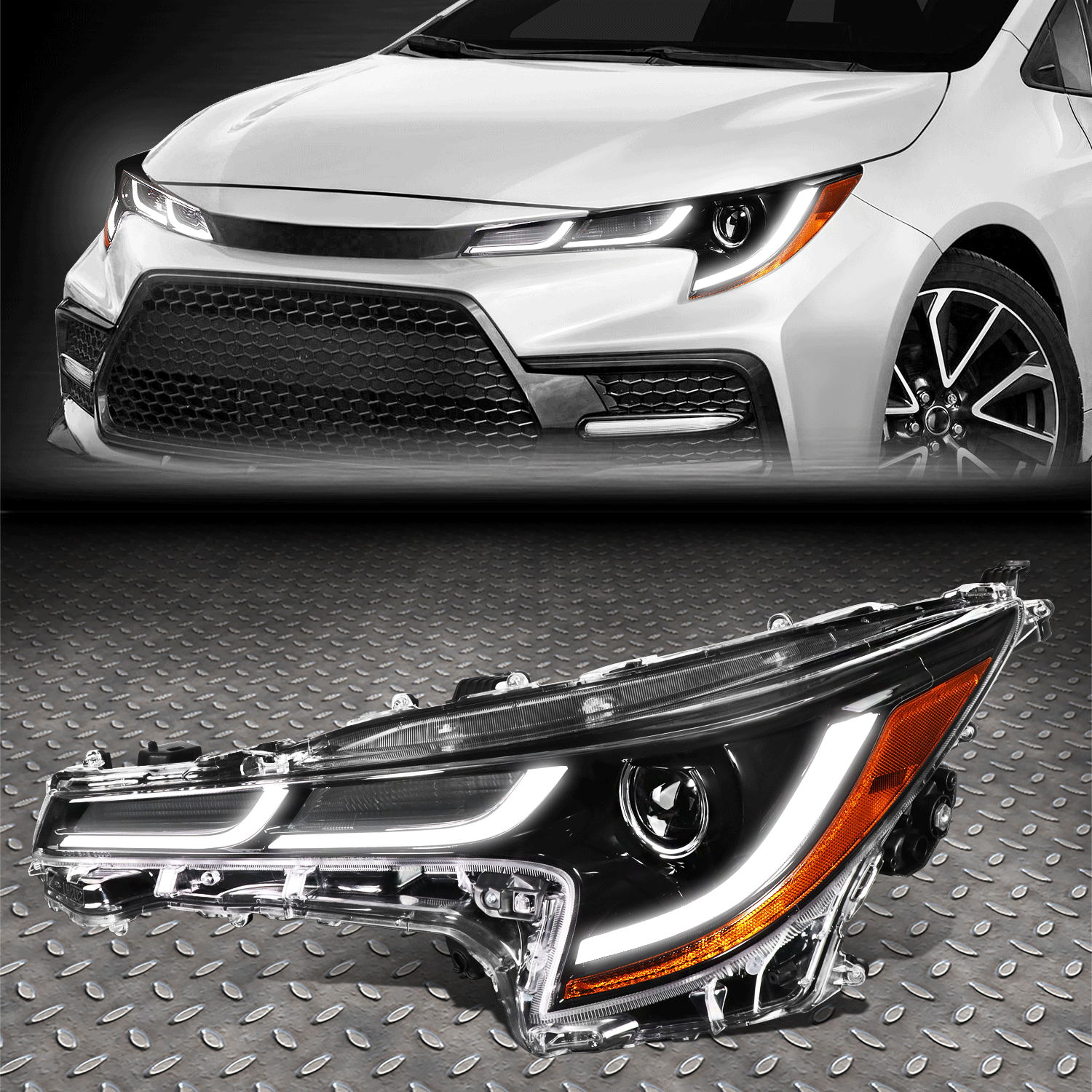 FOR 19-23 TOYOTA COROLLA SEDAN HATCHBACK 3D DRL LED PROJECTOR HEADLIGHT ...