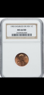 1983 Lincoln Cent DDR NGC MS66 Red- FS-801 - Doubled Die Reverse ...