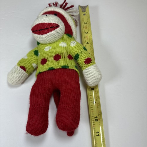 Dan Dee Sock Monkey Red Green Sweater Knit Hat Plush Toy 10" | eBay