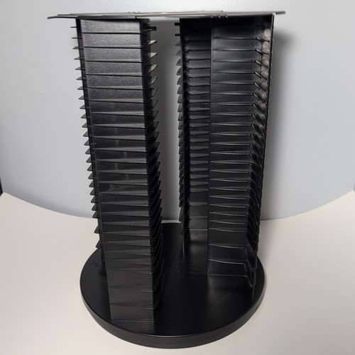 Fellowes 112 CD Disc Carousel Spinning Storage Tower Rack Black 15.5" x ...