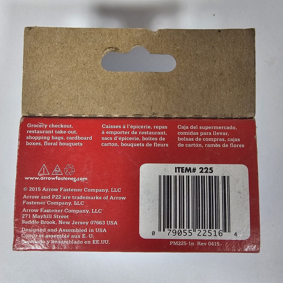 Arrow Fastener 225 Light Duty Staples, P22, 24 Ga, Flat Crown, 5/16 In ...