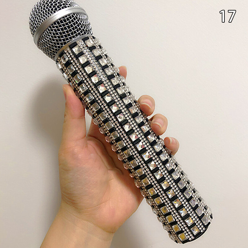 Rhinestone Microphone Handle Cover Sleeve Protector Prop Accessories ...