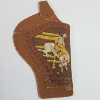 Vtg Childs Faux Leather Toy Holster Rodeo Cowboy Bucking Bronc Rider ...