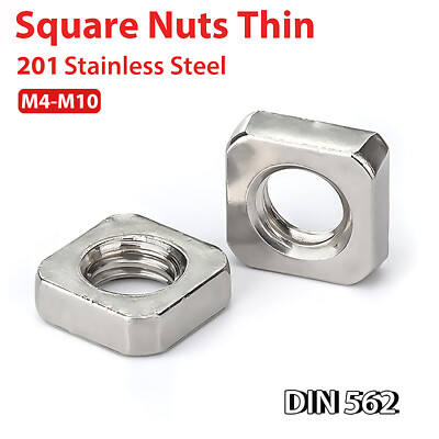 M4 M5 M6 M8 M10 Square Nuts Thin Type 201 Stainless Steel - DIN 562 ...