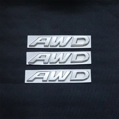 3x Silver Chrome AWD Sep Metal Decal Emblem Sticker Badge Sports 3D ...
