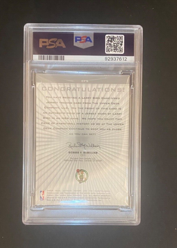 Larry Bird Signed 2000 UD Ultimate Victory Championship Fabrics Auto ...
