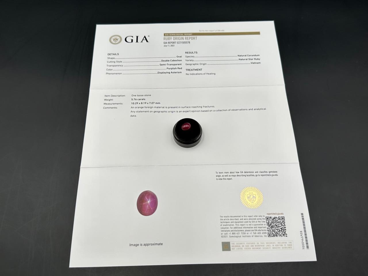 GIA Certified 5.76ct Purplish Red Nartual Star Ruby . | eBay
