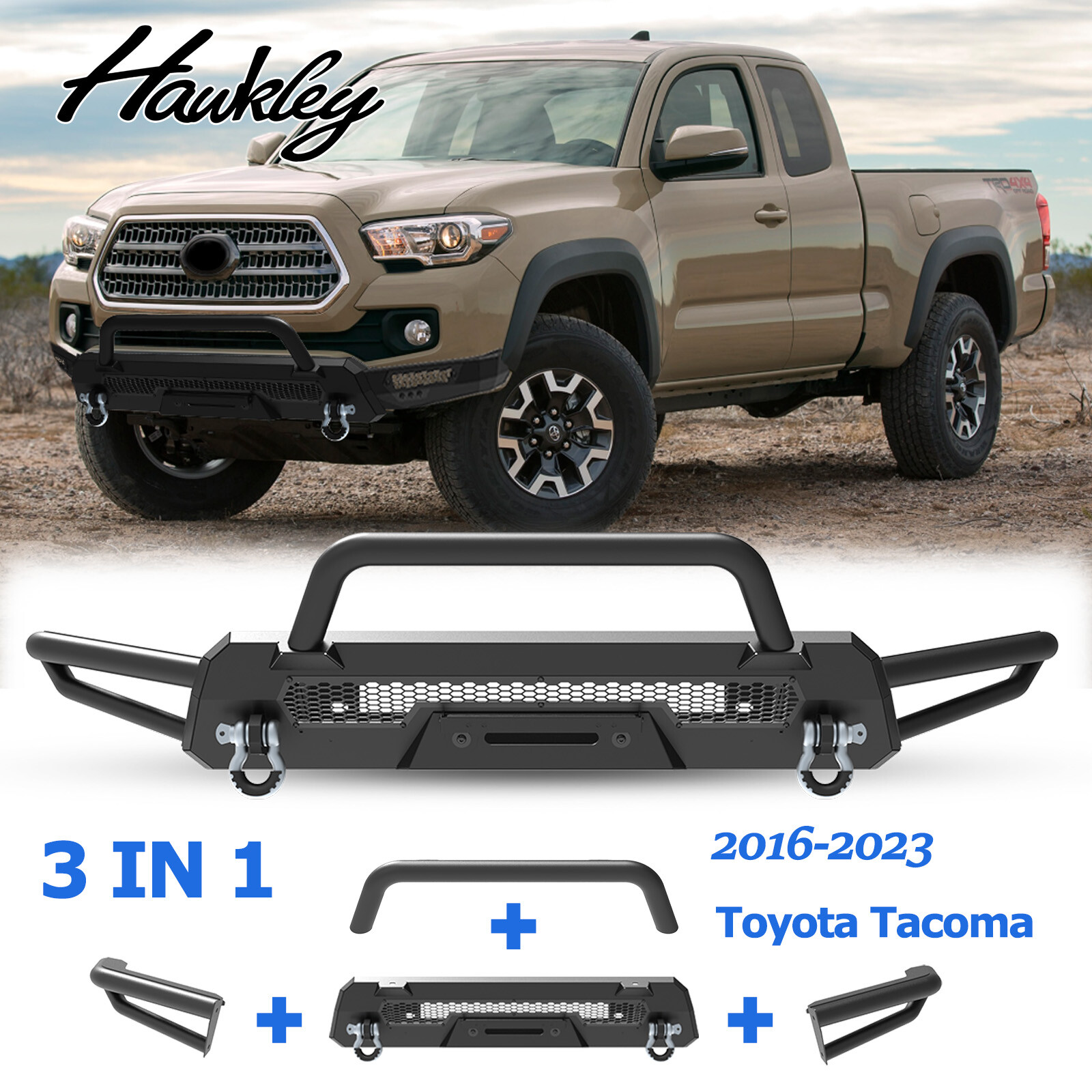 Hawkley Steel Front Bumper Assembly For 2016-2023 Toyota Tacoma w/ 2*D ...