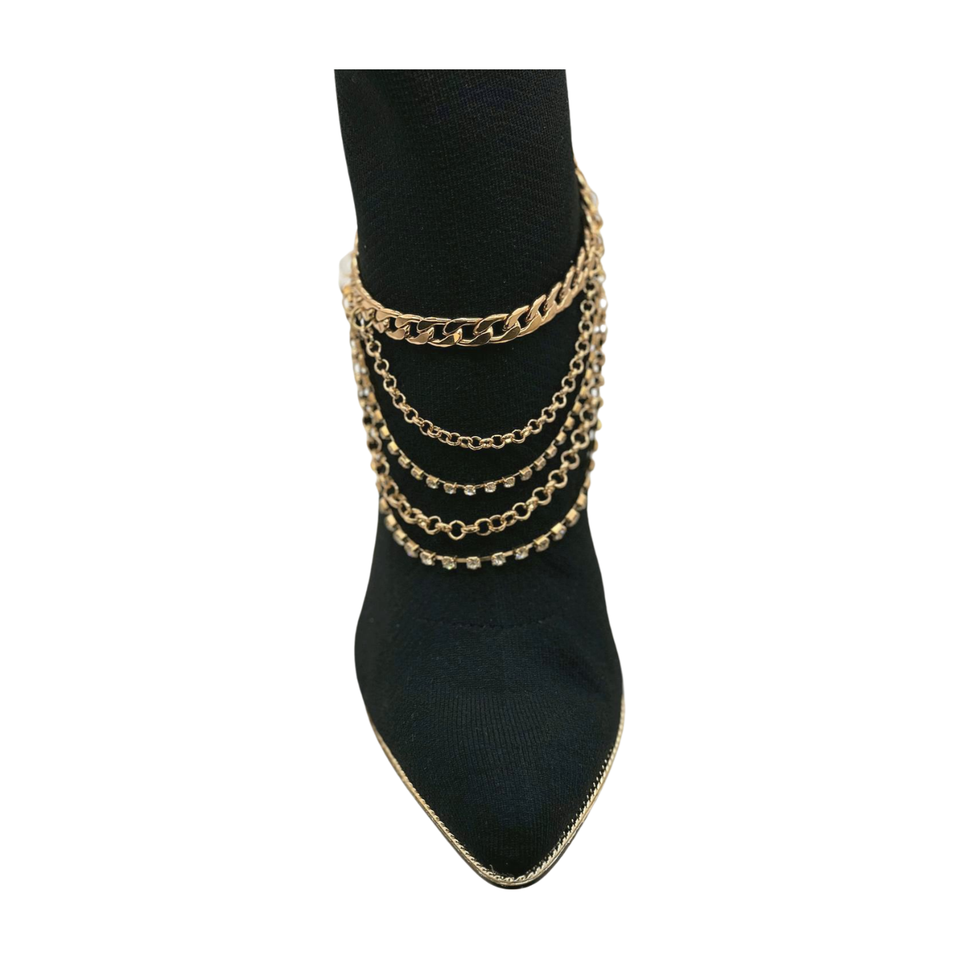 Women Gold Metal Boot Chain Bracelet Anklet Shoe Strand Back Charm ...