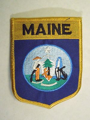 Maine State Flag Shield Shape Iron On Patch -State Coat of Arms | eBay