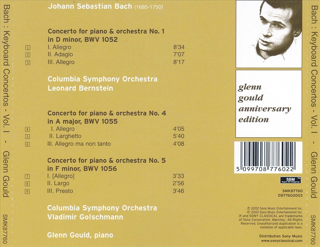 GLENN GOULD BACH: KEYBOARD CONCERTOS, VOL. 1 NEW CD 5099708776022| eBay