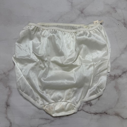 Vintage New Nylon Panties White Lace Tri-Lobal Bright Size 7-Large with ...