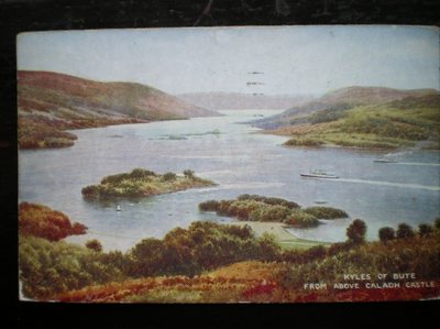 POSTCARD BUTE KYLES OF BUTE - FROM ABOVE CALADH CASTLE W/COLOUR BY B ...