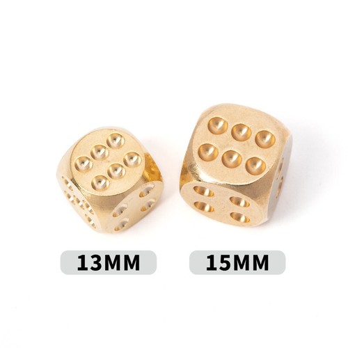 6pcs Solid Brass Dice Toy 15mm Six Sided Square Metal Dice Board Game ...