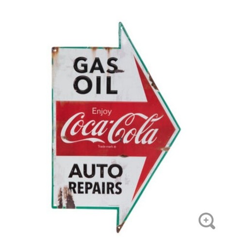 Coca Cola Gas Oil Auto Repairs Service Station Metal Arrow Wall Decor ...