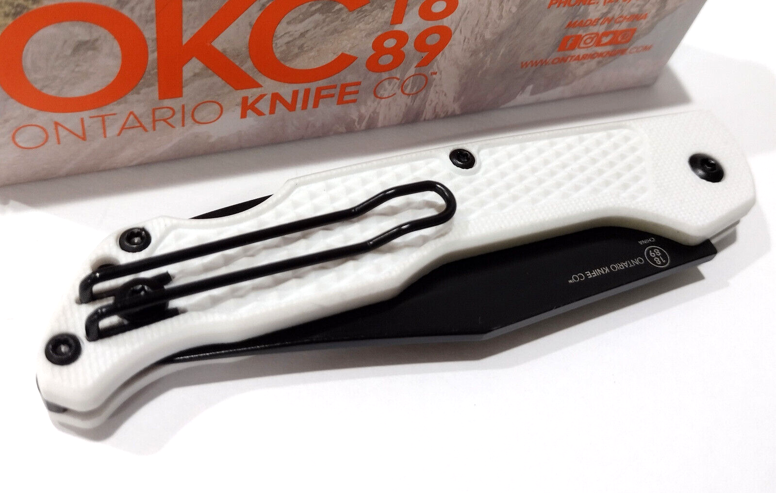 Ontario Knife Company OKC Camp Plus White Frost Lockback Folding Pocket ...