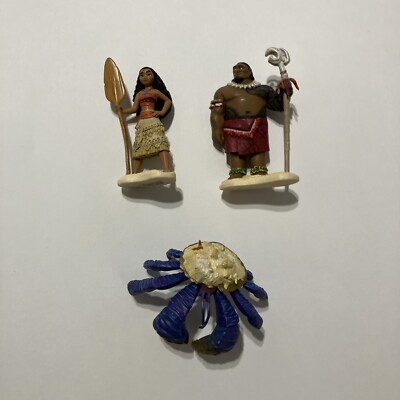 Disney Moana 3 Figures Lot Moana, Chief Tui, & Tamatoa Cake Toppers ...