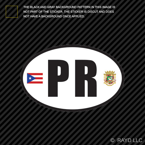 Puerto Rico Oval Sticker Die Cut Decal Puerto Rican Country Code euro ...