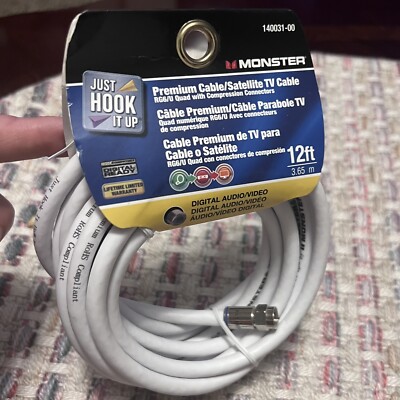 Monster 140031-00 RG6/U Quad Premium Coax Cable/Satellite TV 12 ...