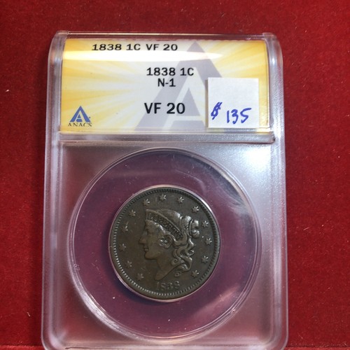 1838 large cent N.1 ANACS VF20 | eBay